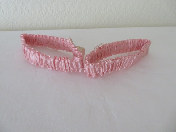 Vintage Authentic 1950's Pink Satin Garters with Flow… - Gem