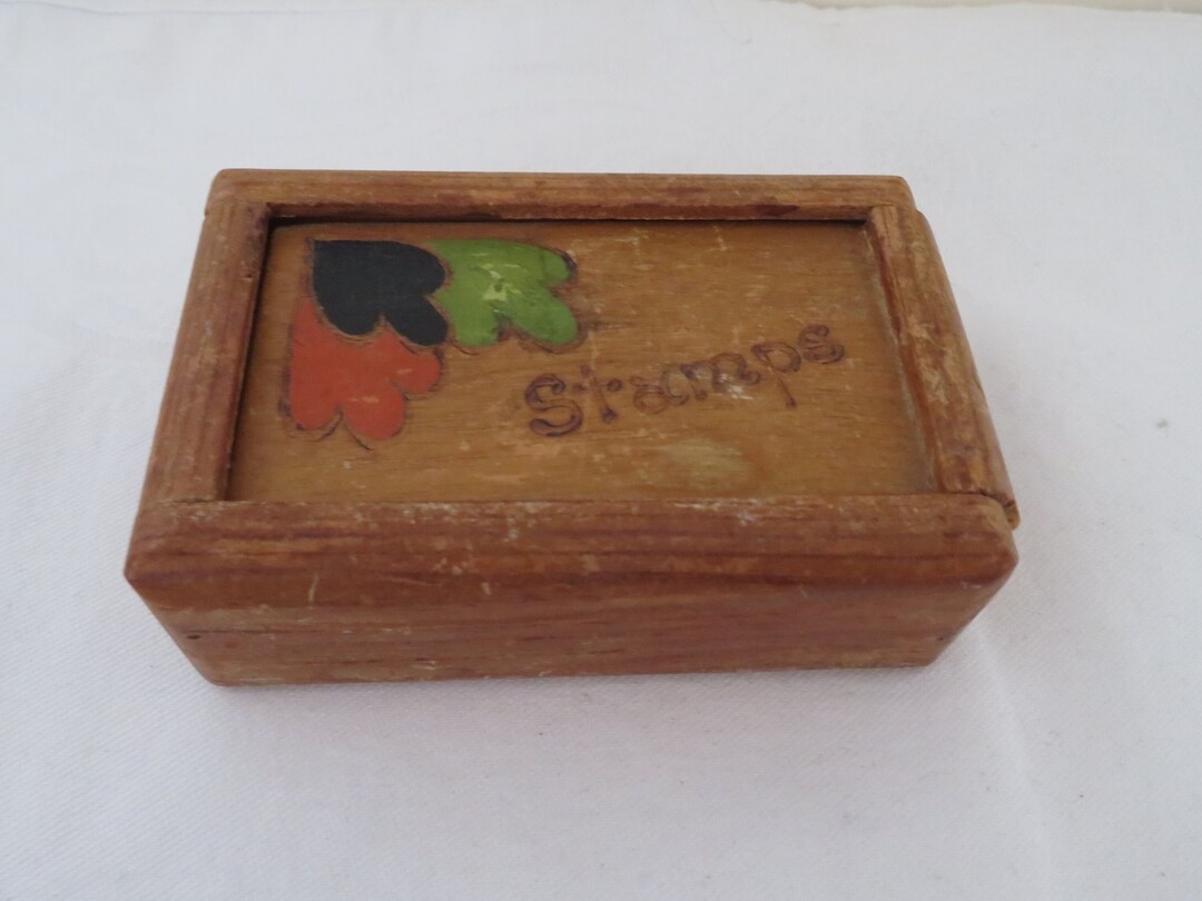 Vintage Art Deco Wooden Pyrography/poker Work Stamp Box - 1930's ...