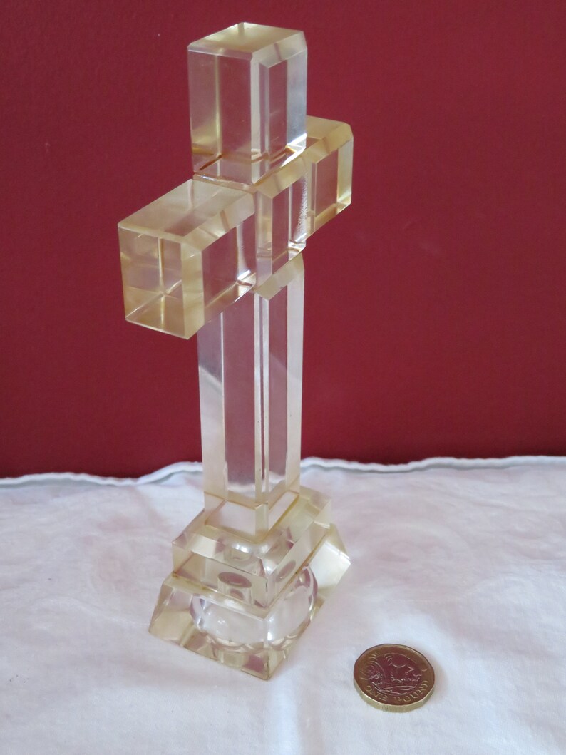 Vintage Heavy Cut Glass/crystal Cross - 1950's - Bevelled Edges ...