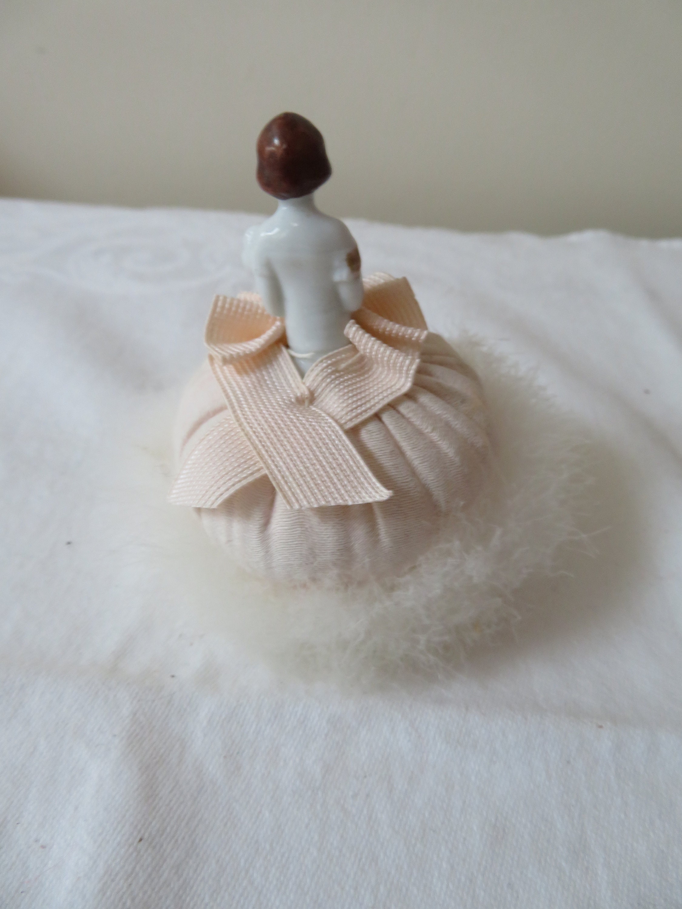 Vintage Art Deco Figural Porcelain Half Doll & White Swans Down Powder ...