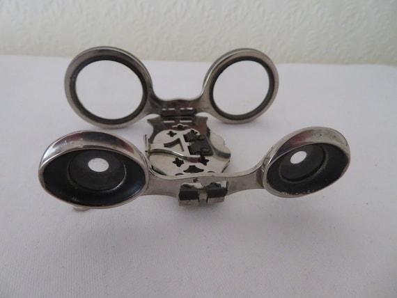 Antique Silver Tone Folding Opera Glasses in Original… - Gem