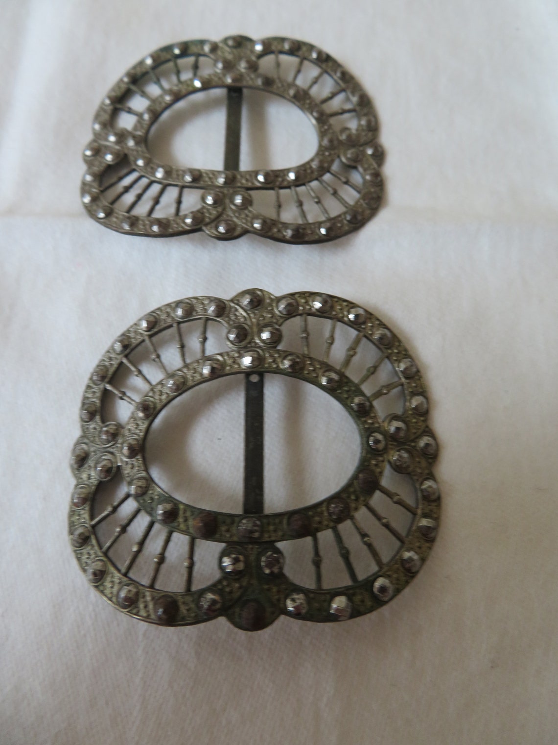 Georgian/victorian Large Size Silver Tone Metal and Cut Steel Buckles ...