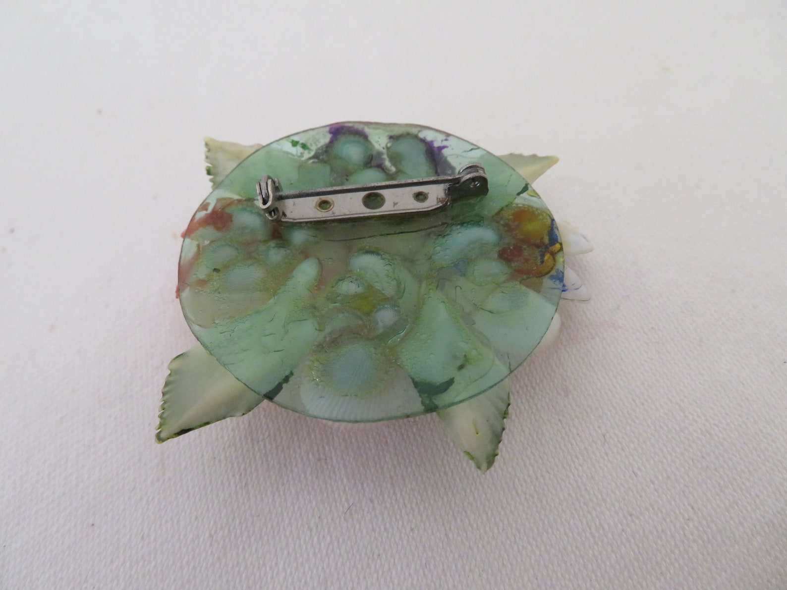 Vintage Handmade Dyed and Painted Sea Shell Brooch/pin/shawl Pin - 1960 ...