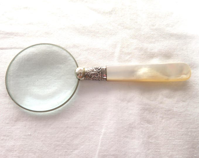 Antique Magnifying/quizzing Glass, Mother of Pearl and Silver Handle ...