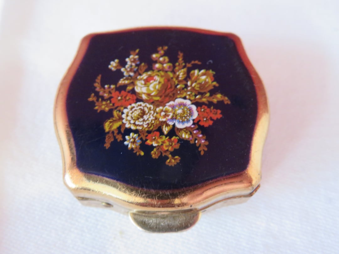 Vintage Stratton Mini Box/pill Box - 1980's - Floral Bouquet Design in ...