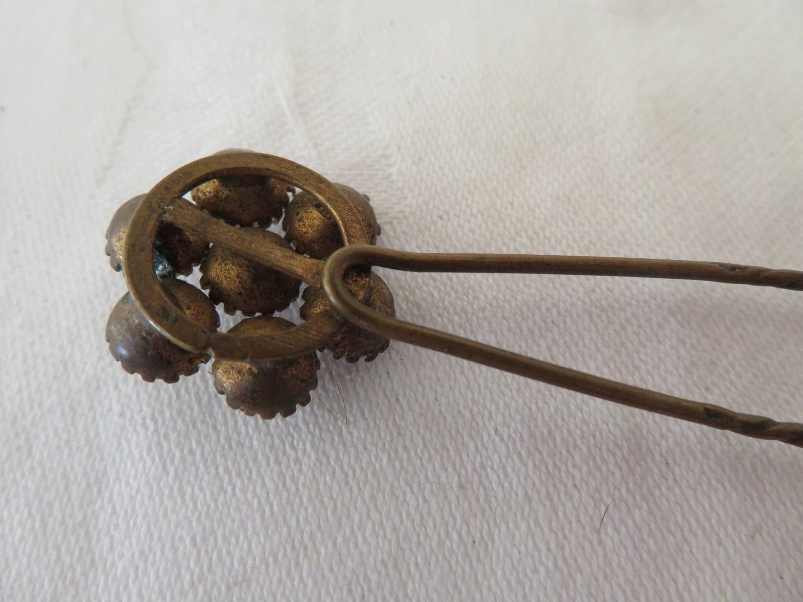 Vintage/antique Double Pronged Hair Pin With Black Dot - Etsy