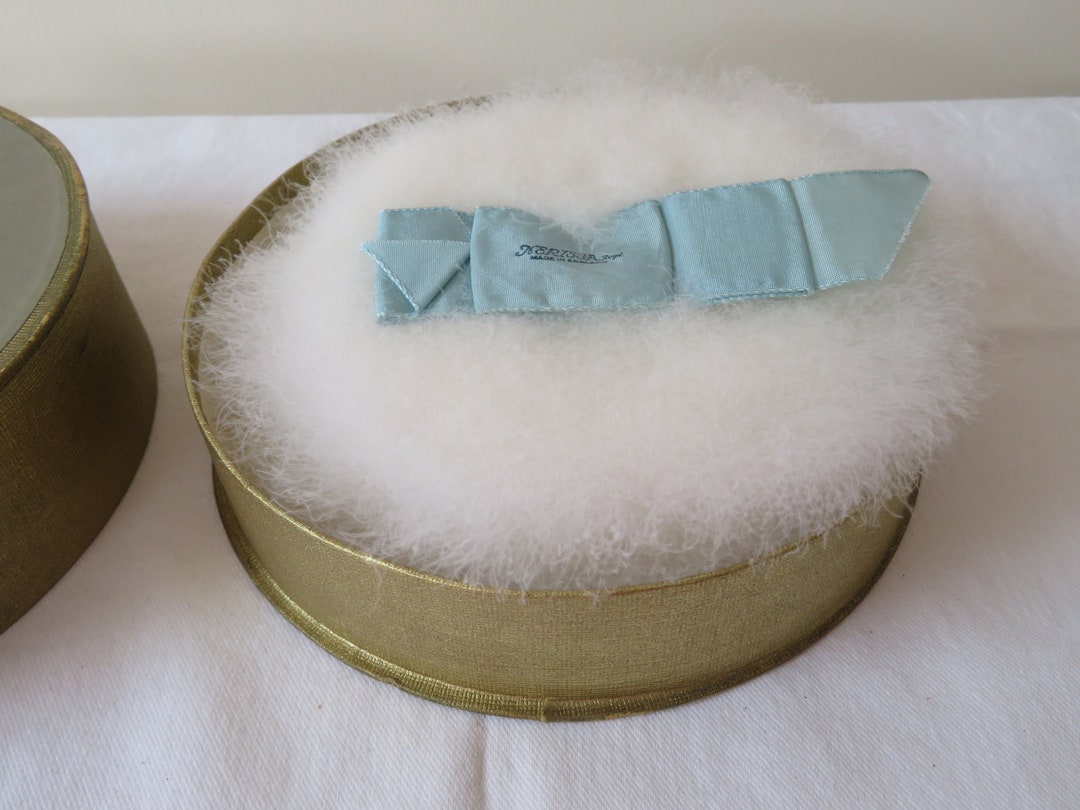 Vintage Art Deco Huge Size Ivory Swans Down Powder Puff With Pale Blue ...