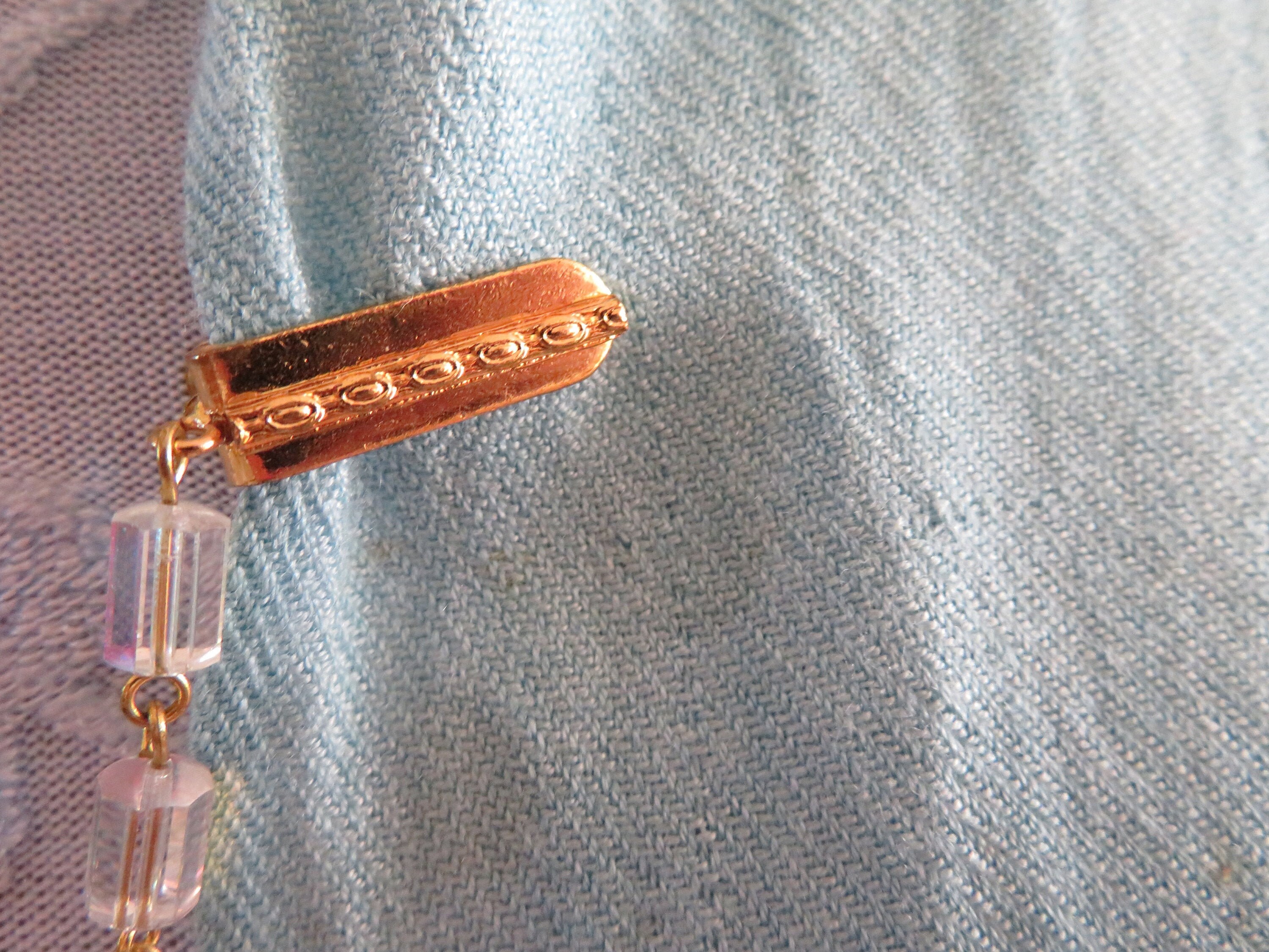 Vintage Gold Tone Bar With Fabulous AB Crystal/glass Bead | Etsy