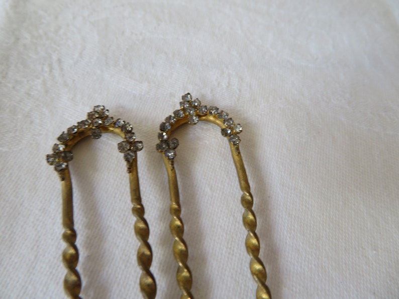 Vintage/antique Double Pronged Hair Pins With Paste Gems - Etsy