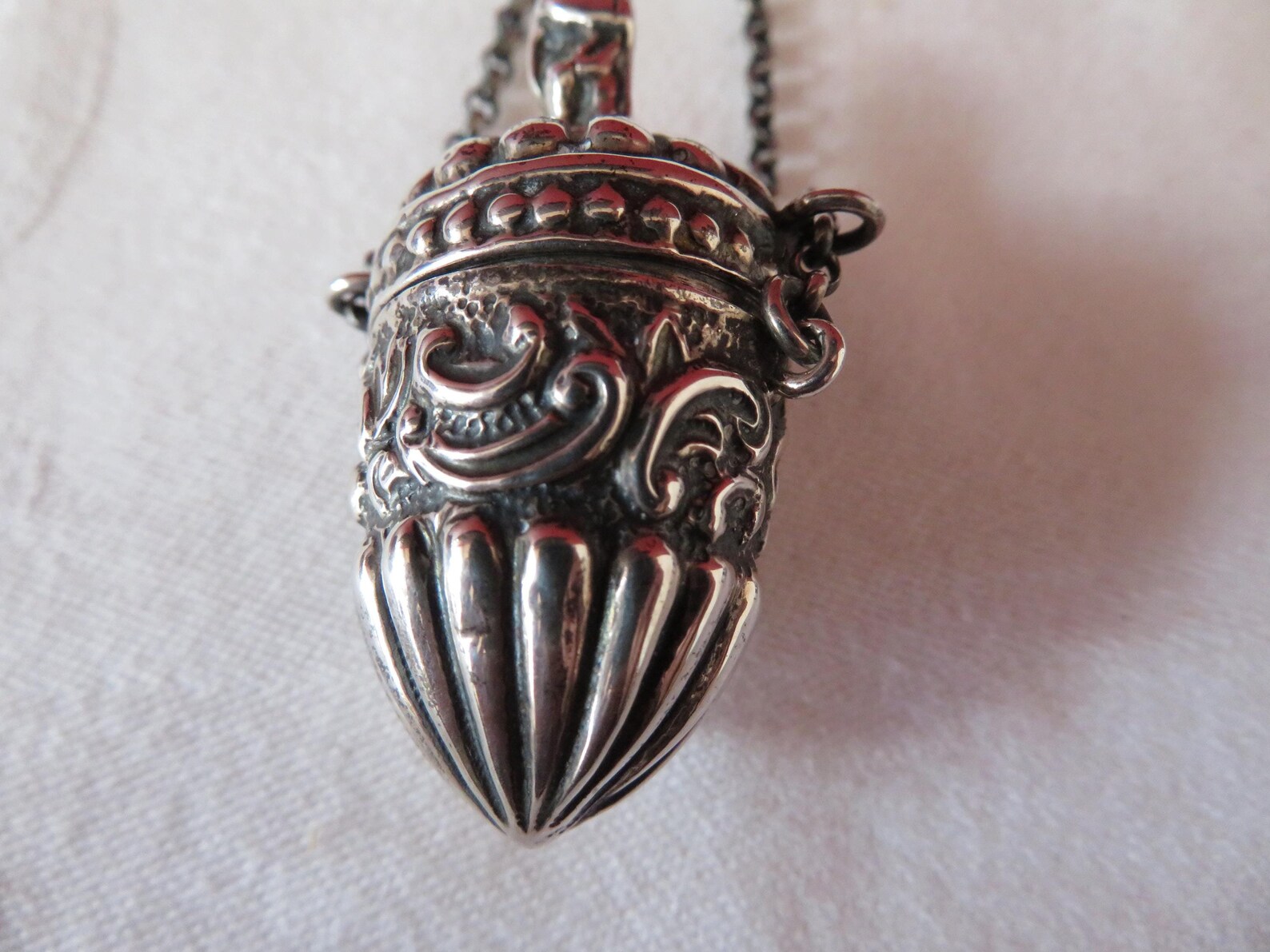 Antique Silver (tested) Chatelaine Thimble Holder/bucket With Figure ...