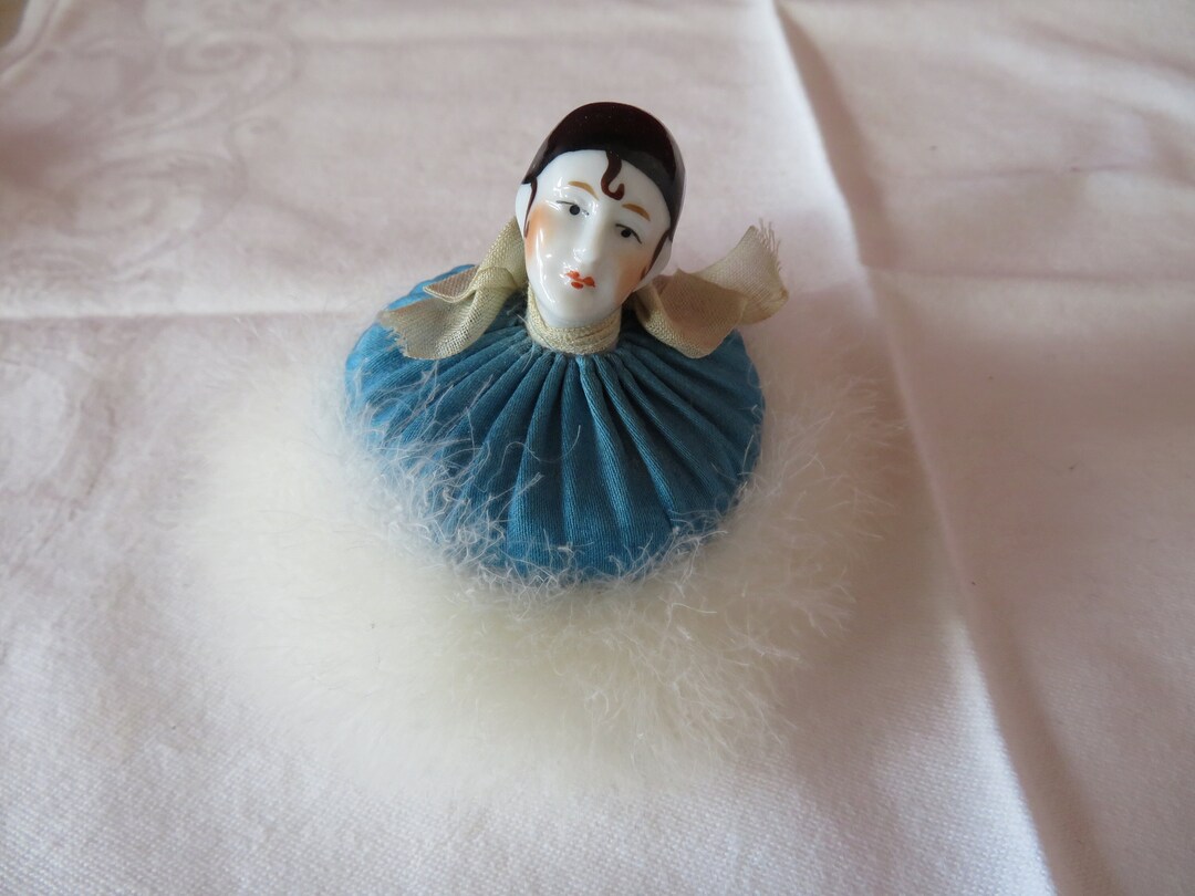 Vintage Art Deco Figural Pierrot/clown Head & Ivory Swans Down Powder ...