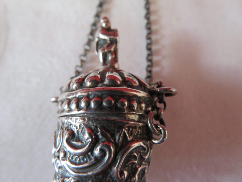 Antique Silver (tested) Chatelaine Thimble Holder/bucket With Figure ...