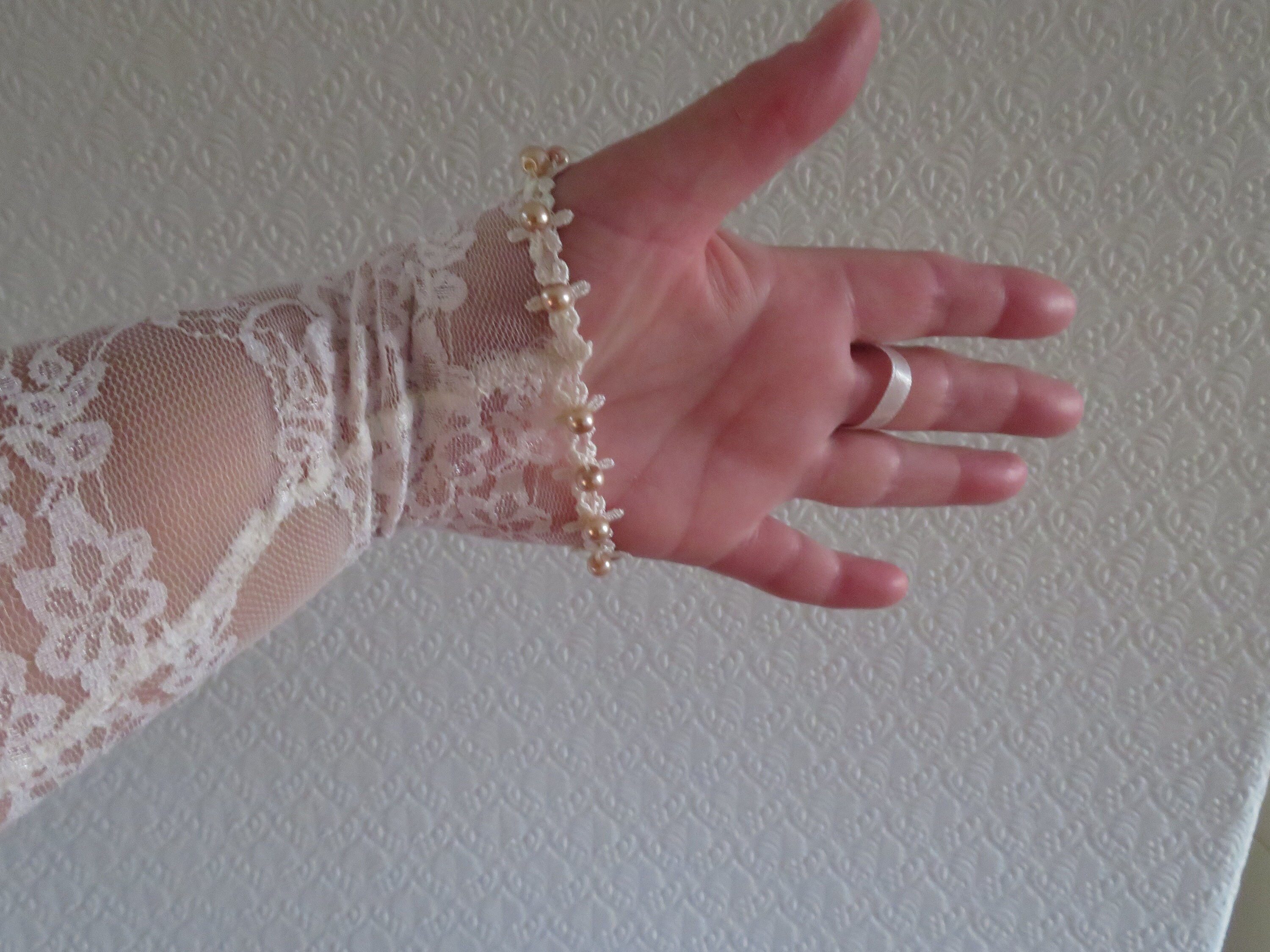 Vintage White Stretch Nylon Flower Lace Finger Less Opera | Etsy