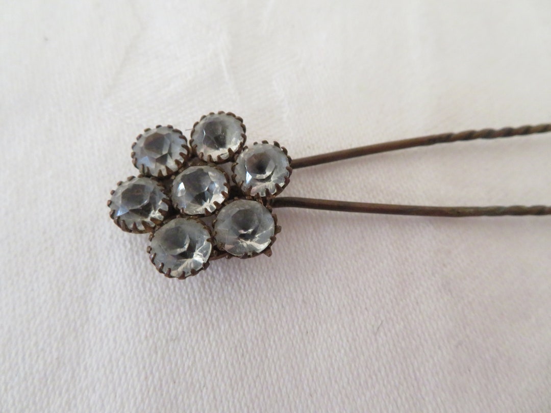 Vintage/antique Double Pronged Hair Pin With Black Dot - Etsy