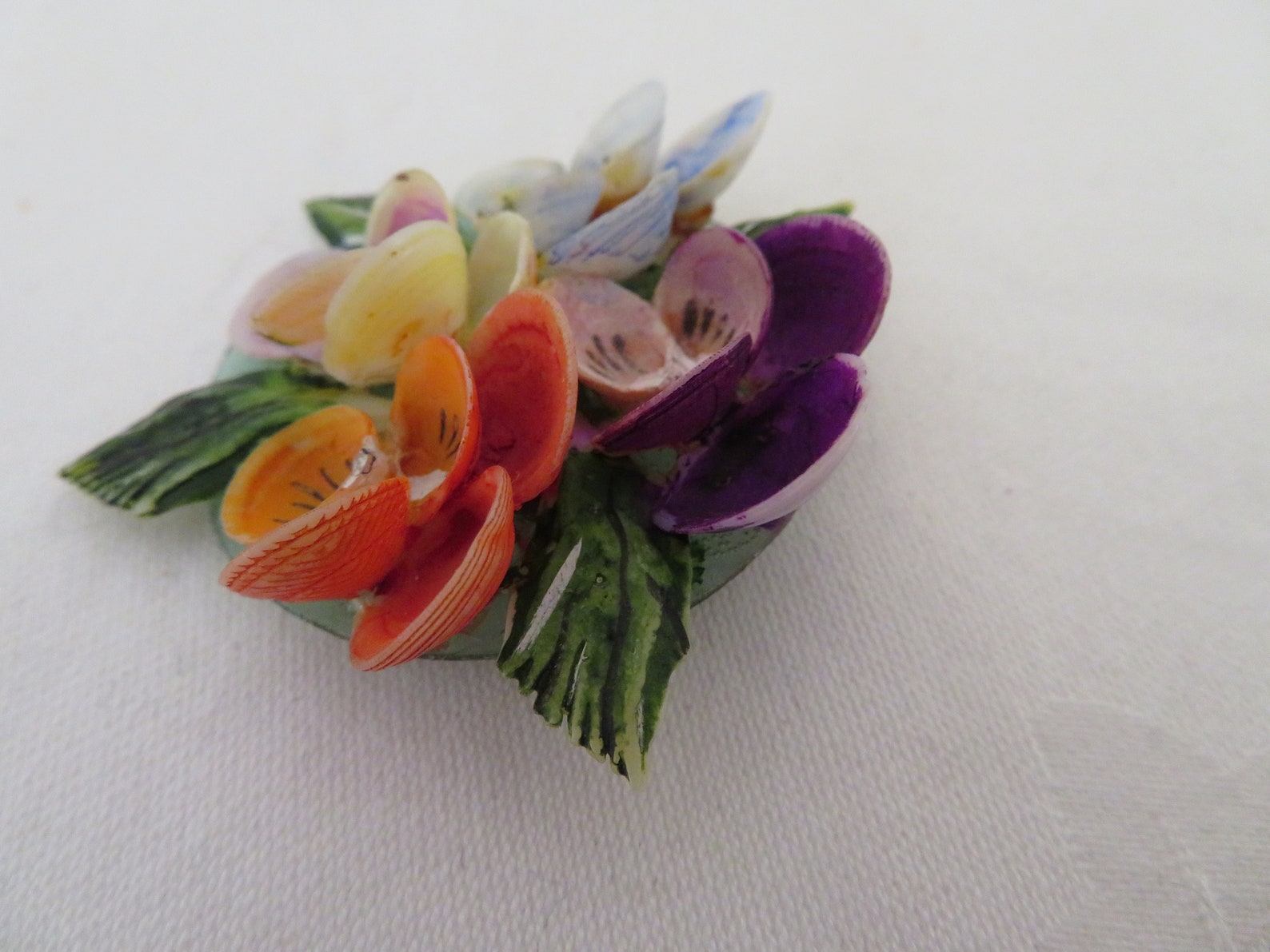 Vintage Handmade Dyed and Painted Sea Shell Brooch/pin/shawl Pin - 1960 ...