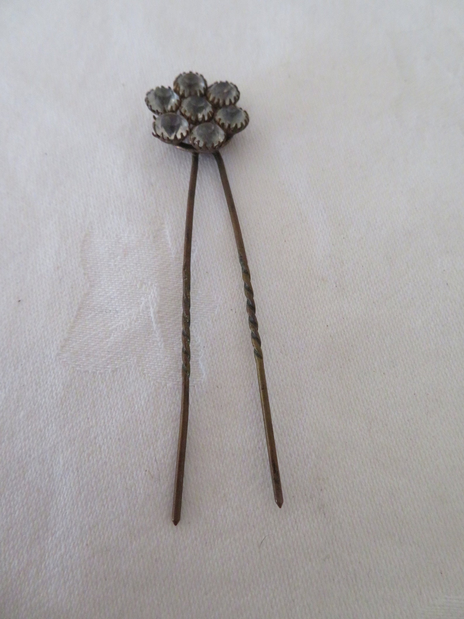 Vintage/Antique Double Pronged Hair Pin with Black Dot | Etsy