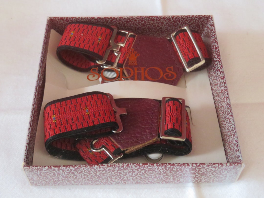 Vintage Sock Garters/suspenders in Original Box by Sophos - Burgundy ...