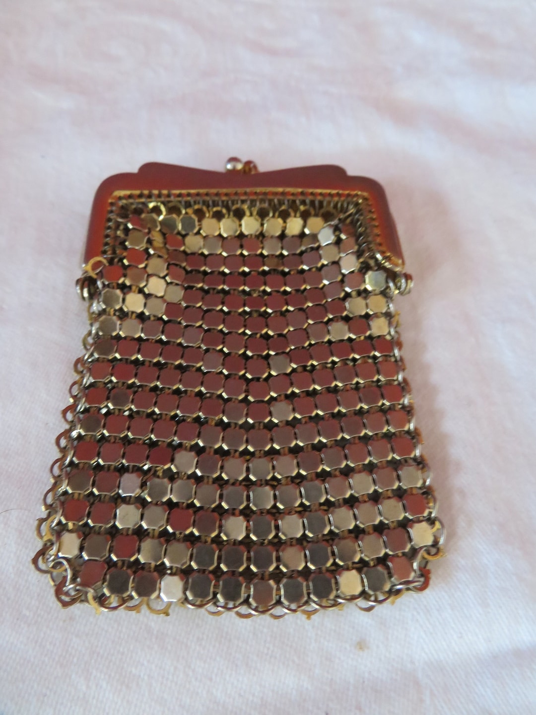 Vintage Gold Tone Micro Mini Mesh Coin Purse With Ornate Frame - 1970's ...