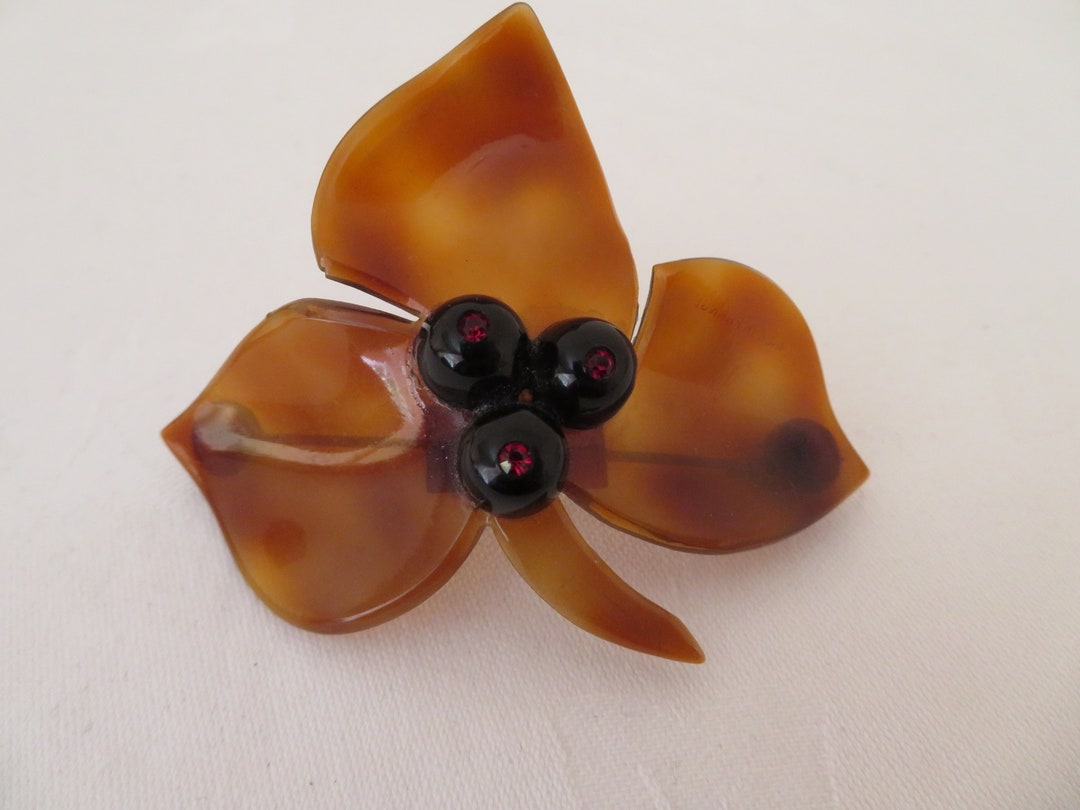 Antique Rare Auguste Bonaz Large Faux Tortoiseshell, Black Galalith ...