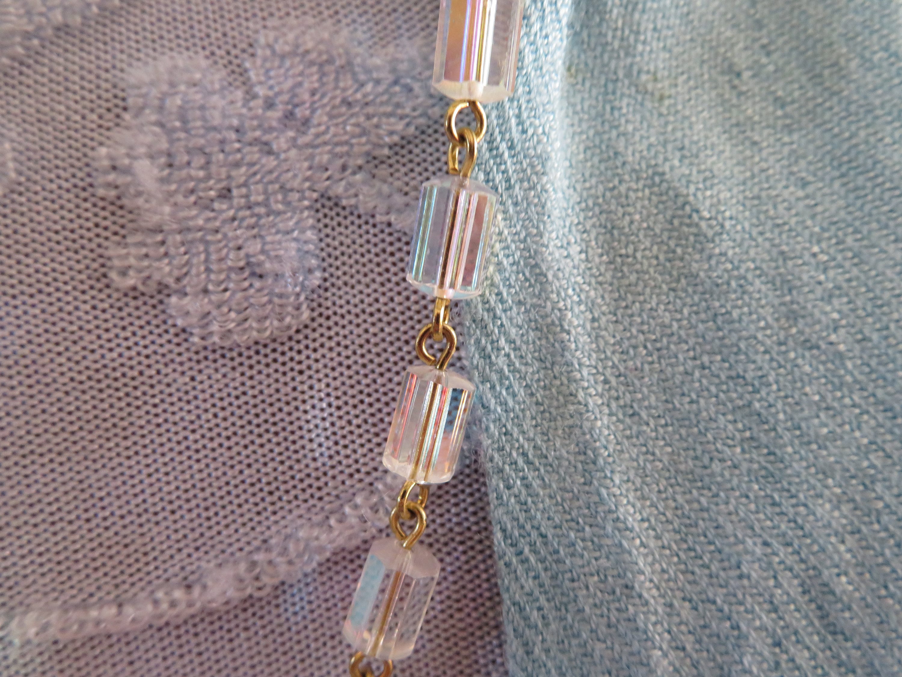 Vintage Gold Tone Bar With Fabulous AB Crystal/glass Bead | Etsy