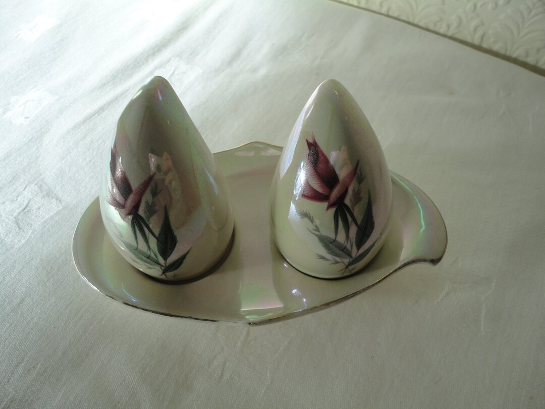 Vintage Royal Winton Grimwades Lustre Ware Cruet Set, Floral Rose Salt ...