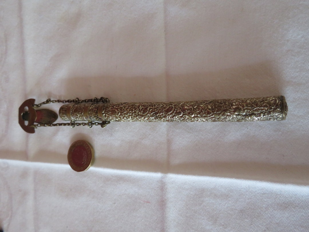 Antique/vintage Chatelaine Bodkin/needle/pencil Case With Clip ...