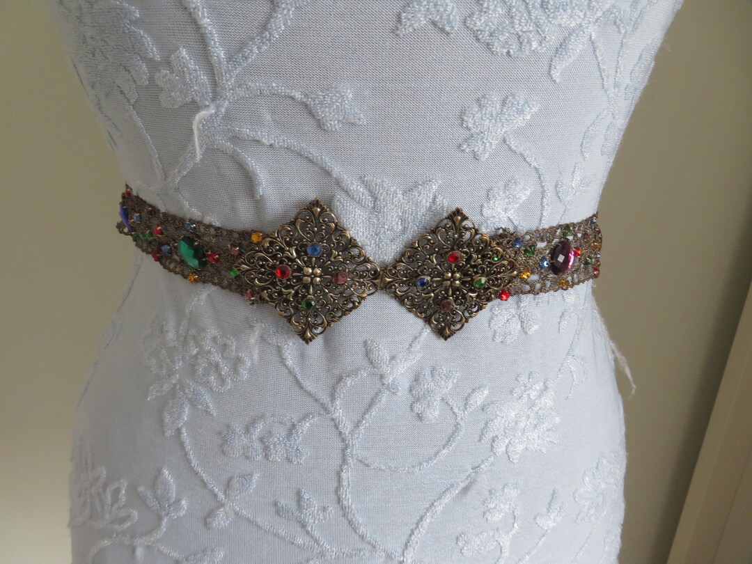 Vintage Art Deco Woven Antique Gold Thread Belt With Filigree Buckle ...