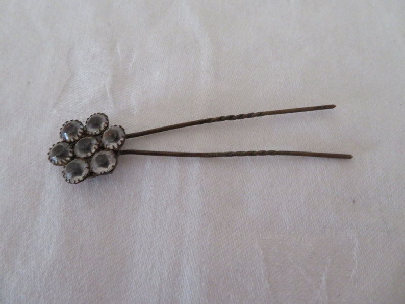 Vintage/antique Double Pronged Hair Pin With Black Dot - Etsy