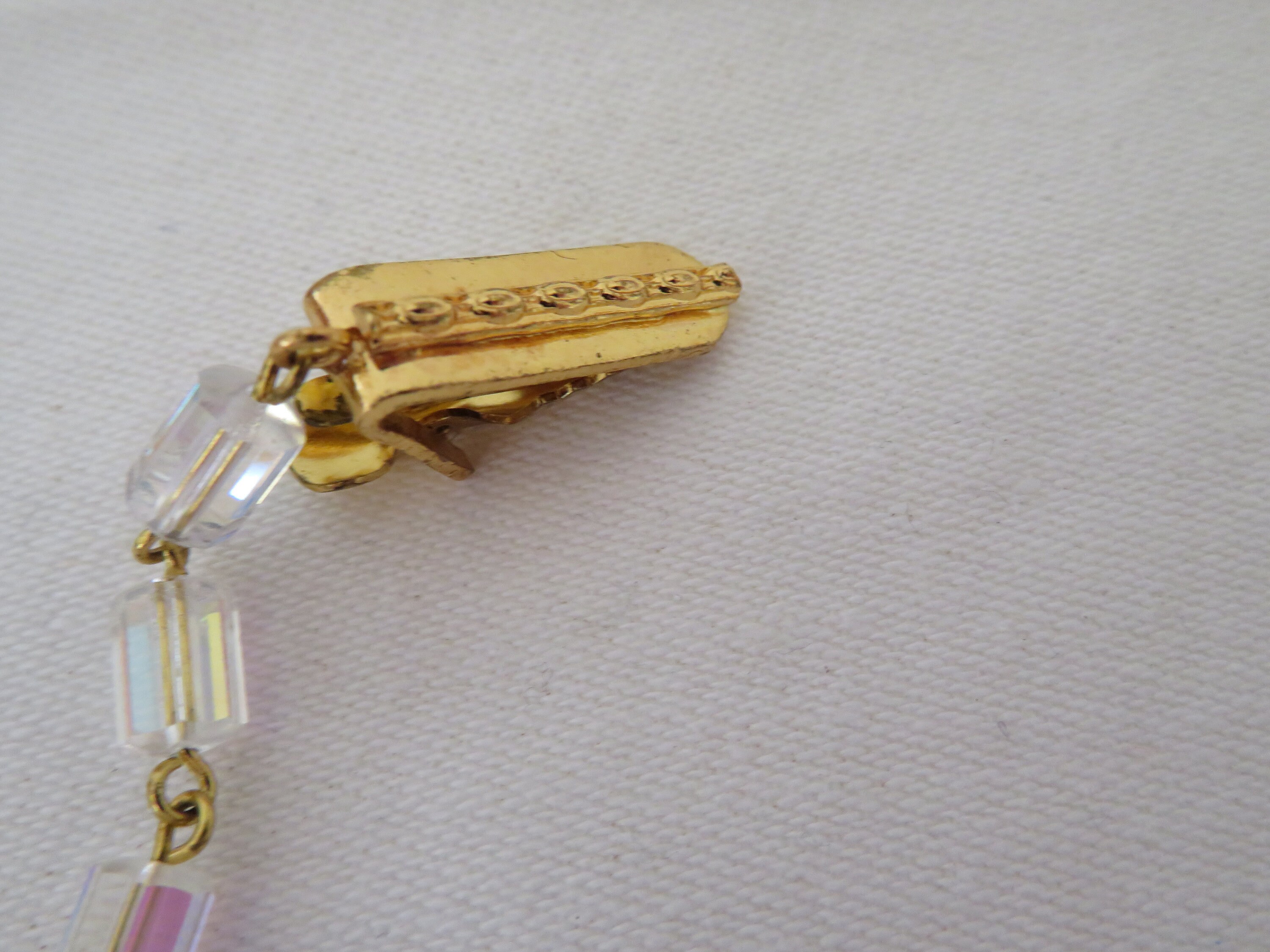 Vintage Gold Tone Bar With Fabulous AB Crystal/glass Bead | Etsy