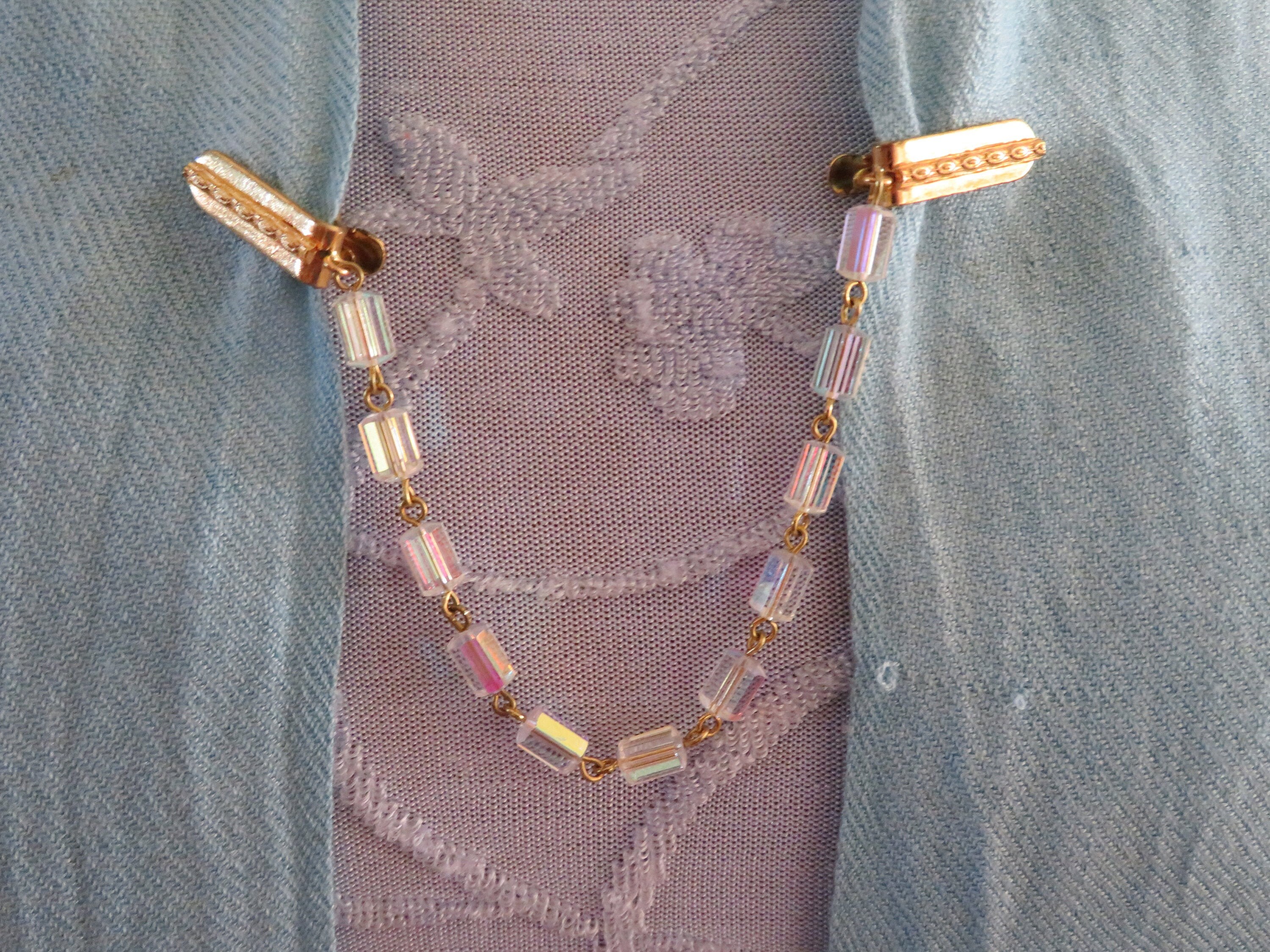 Vintage Gold Tone Bar With Fabulous AB Crystal/glass Bead | Etsy