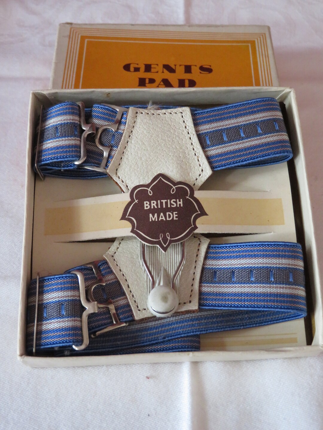 Vintage Sock Garters/suspenders in Original Box - Pale Blue/grey/ivory ...