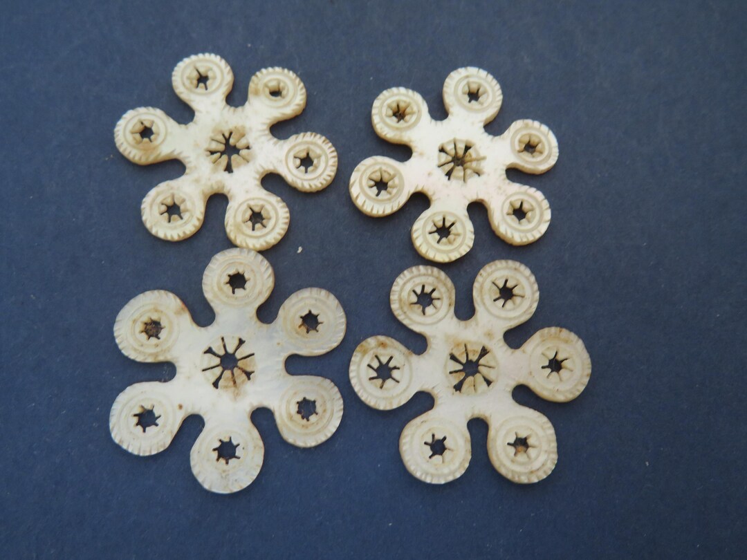 Set of Four 4 Antique Hand Carved Miniature/mini Mother of Pearl ...