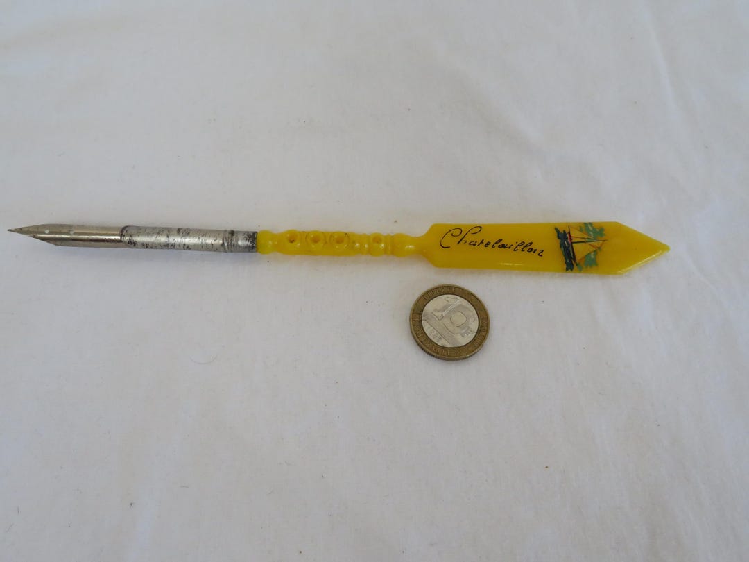 Vintage Yellow Hard Plastic Dip Pen/letter Opener - Souvenir of ...