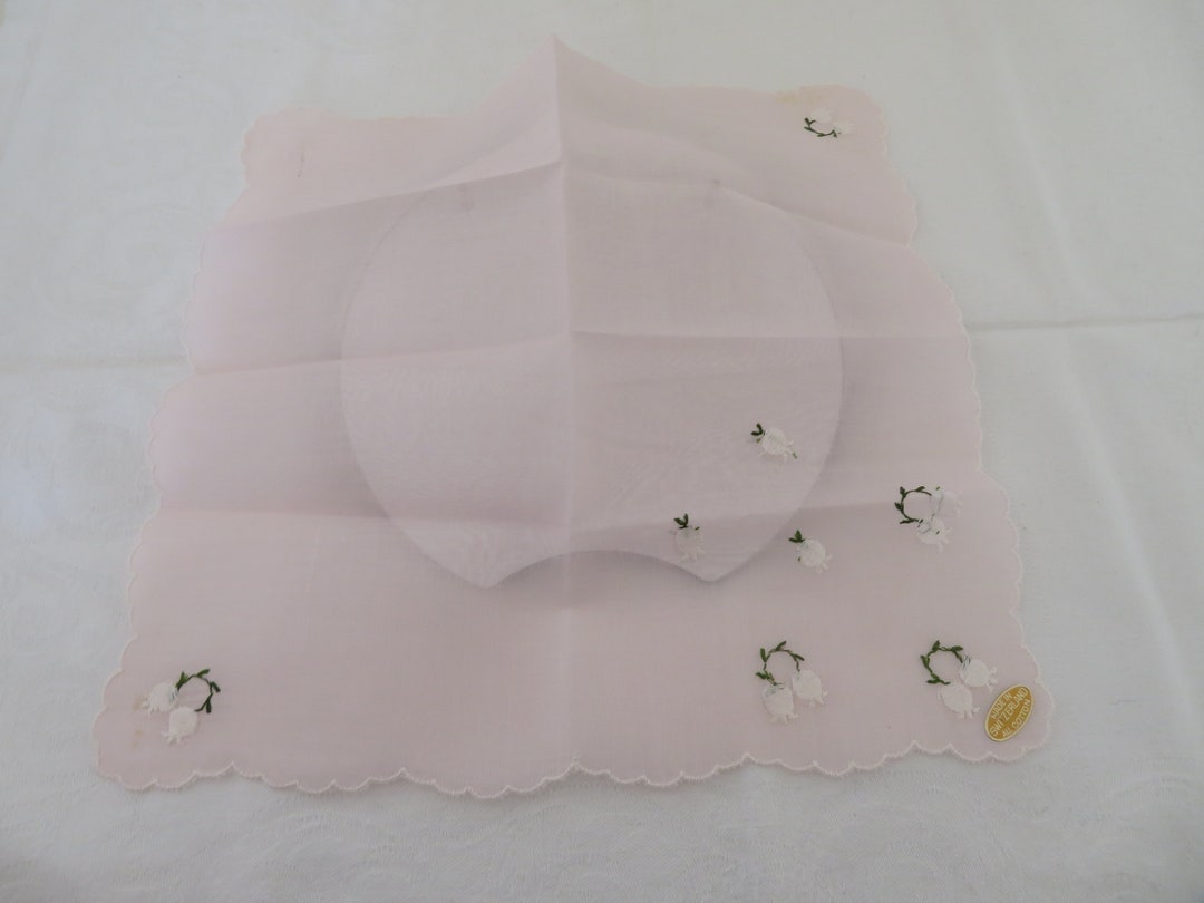 Vintage Pink Hankie/handkerchief/hanky With Embroidered Snowdrops to ...