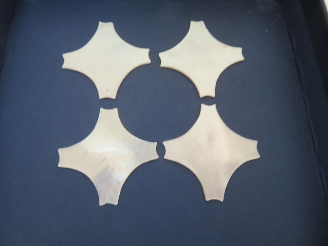 A Set of Four (4) Vintage/antique Hand Carved Mother of Pearl Silk ...