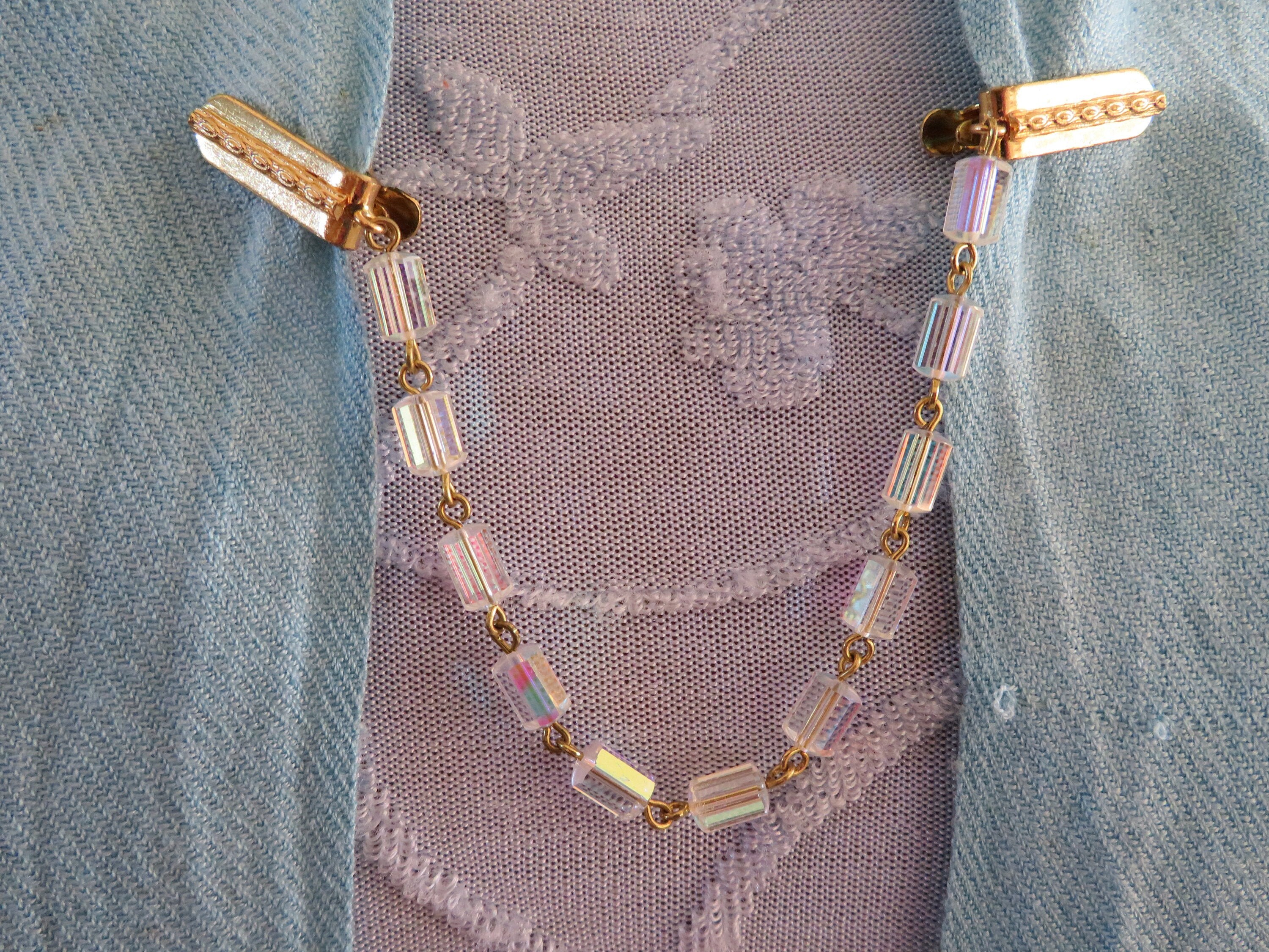 Vintage Gold Tone Bar With Fabulous AB Crystal/glass Bead | Etsy