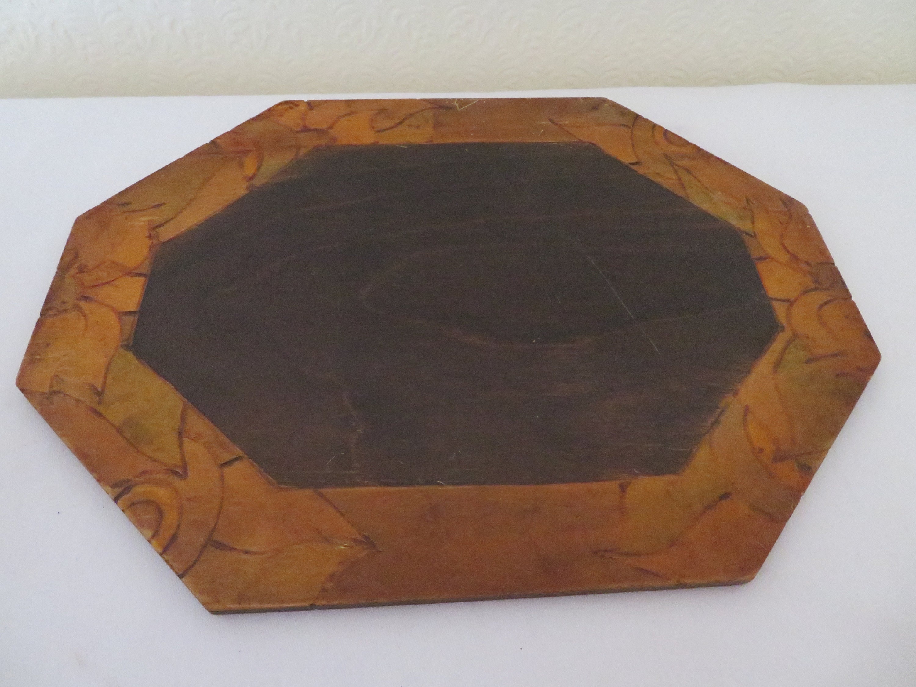 Vintage Art Deco Wooden Pyrography/Poker Work Place Mats with | Etsy