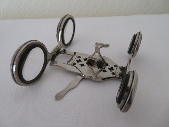 Antique Silver Tone Folding Opera Glasses in Original… - Gem