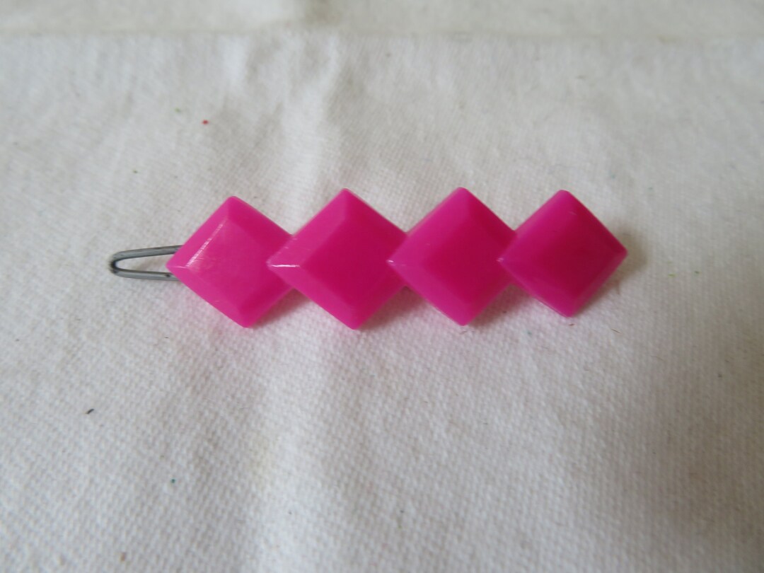 Vintage Bright Pink Diamond Block Bar Hair Clip/slide - 1960's - Etsy