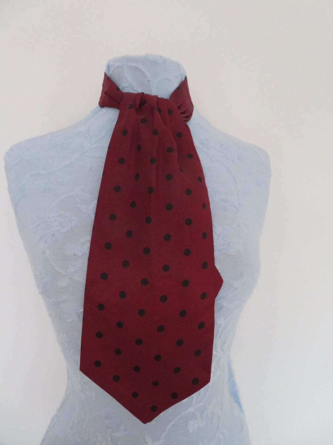 Vintage Classic Burgundy/deep Red & Black Polka Dot Cravat/neck Tie ...