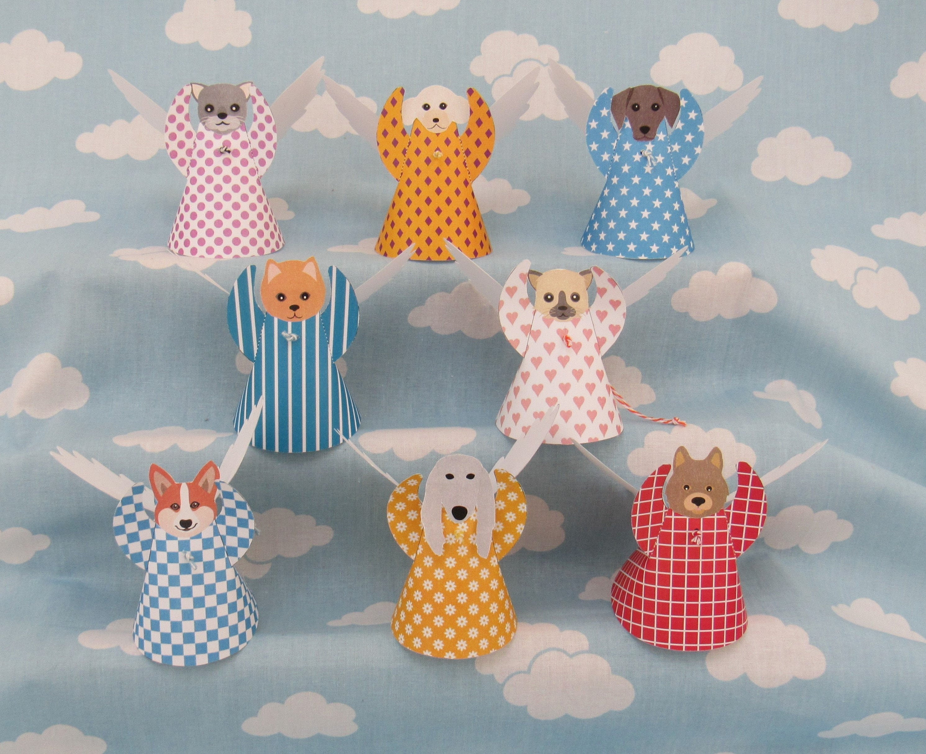 Papercraft Ornaments | Little Furry Angels, Dogs and Cats | Instant ...