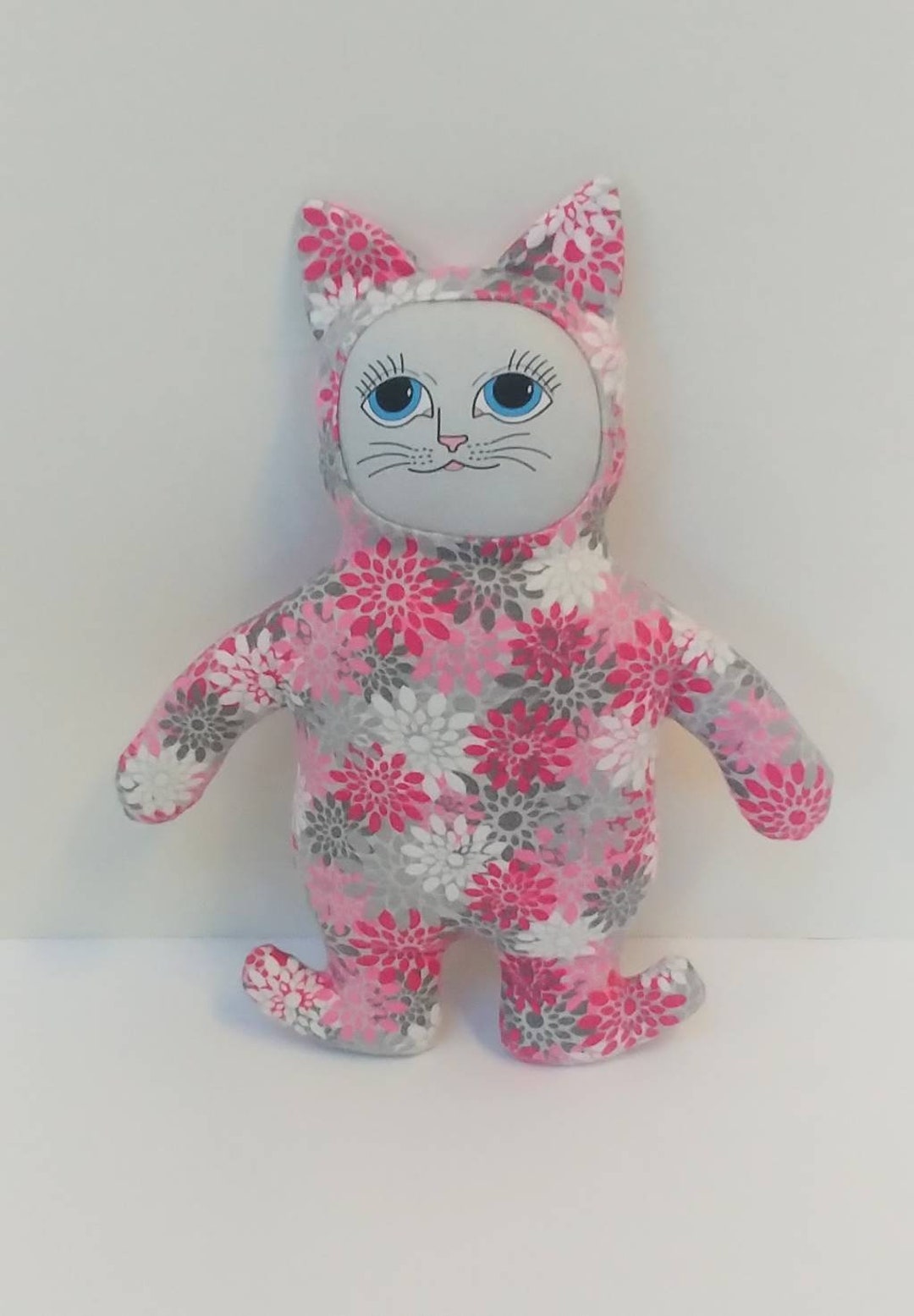 Pink Flowered Stuffed Cat Doll Toy, Stuffie, FREE SHIPPING - Etsy.de