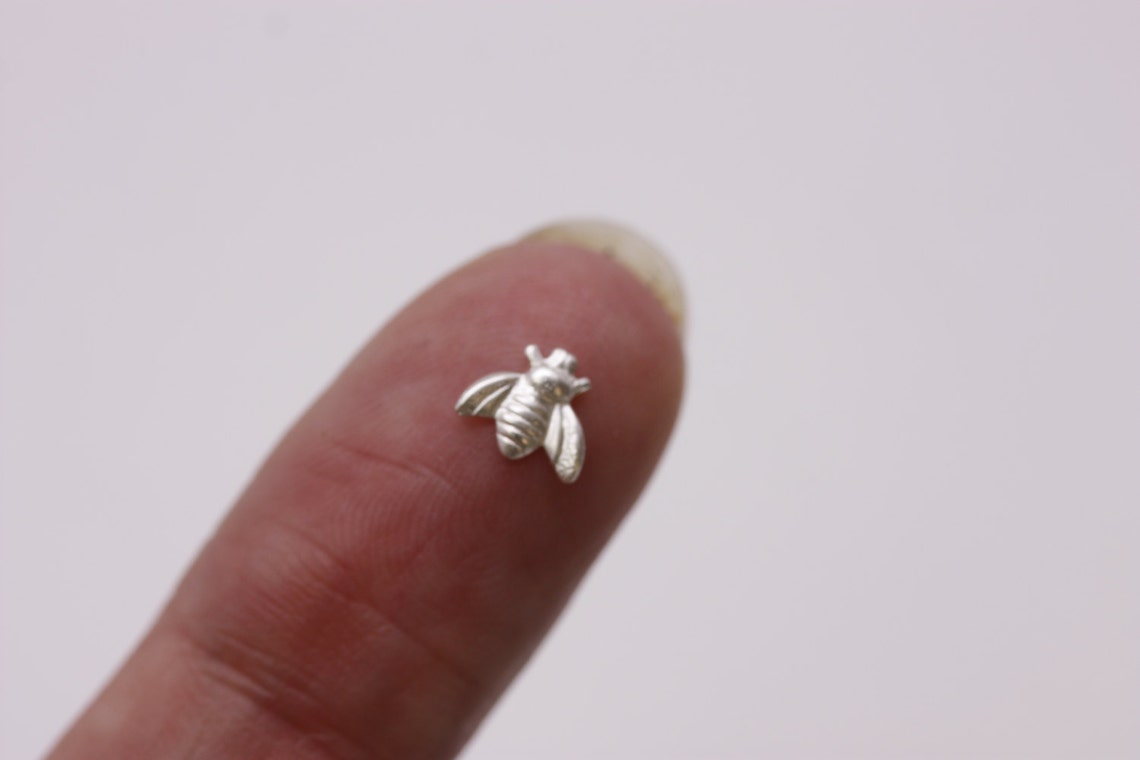 Tiny Sterling Silver Bee - Etsy UK