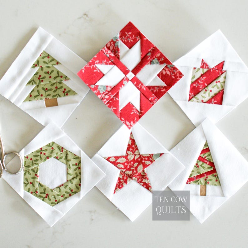 Christmas Ornament Quilt Block Patterns, Bundle, 6 Patterns, Small Mini ...