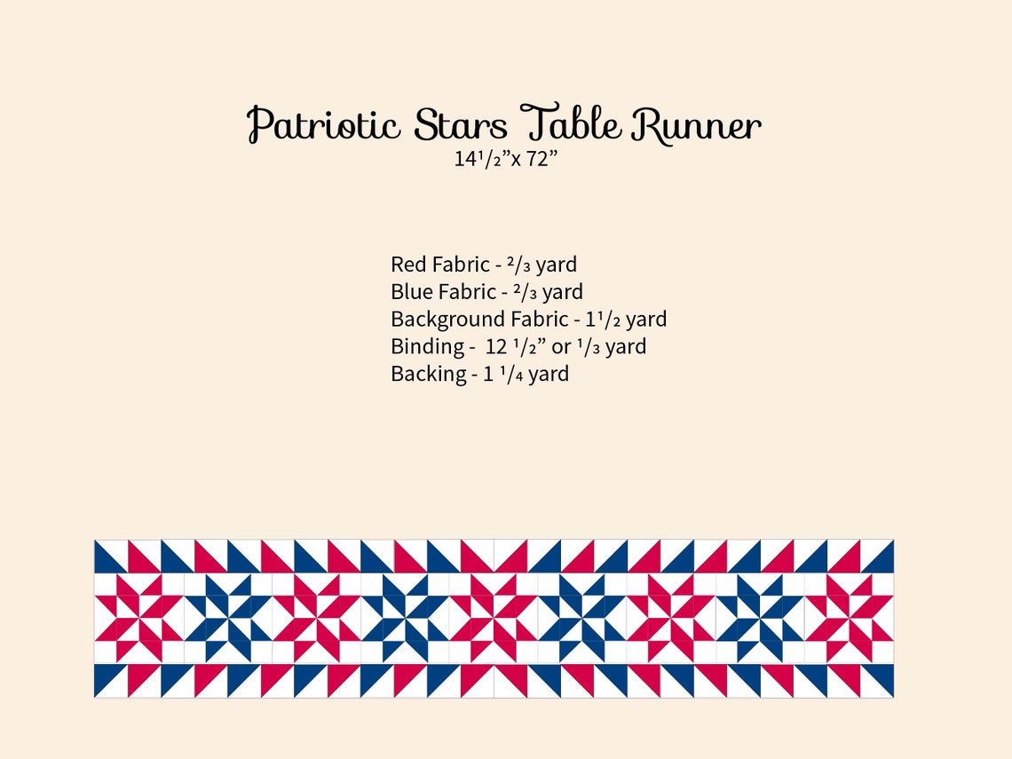 Patriotic Table Runner Pattern, Stars, Fourth of July, PDF, Americana ...