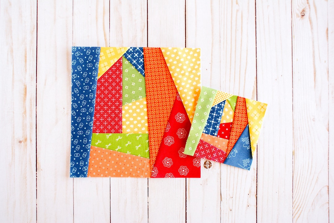 Crazy Scrap Block 2, Patchwork, Foundation Paper Piecing Pattern, FPP ...