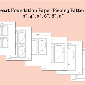 Basic Heart Foundation Paper Piecing Pattern, FPP, Valentines, Quilt ...