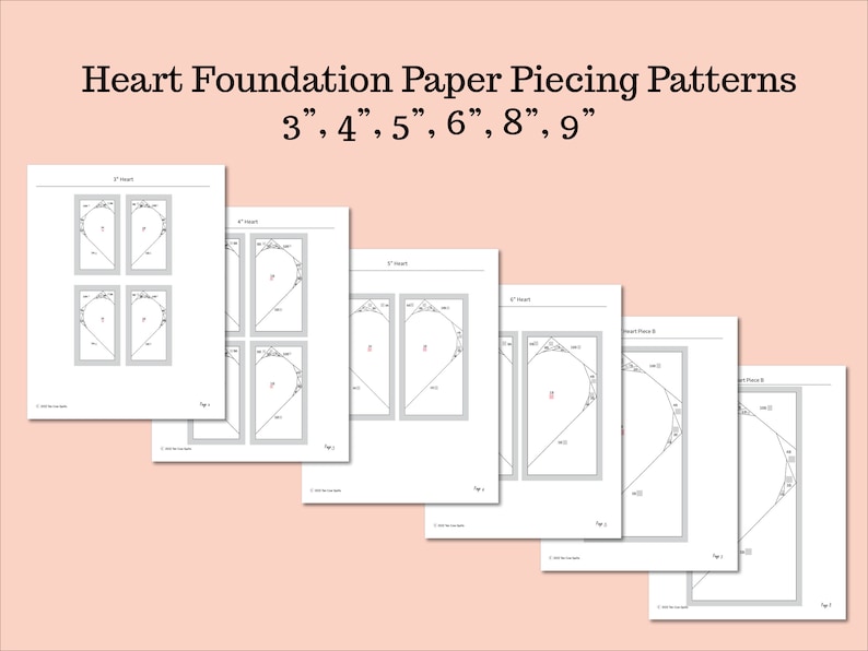 Basic Heart Foundation Paper Piecing Pattern FPP Valentines - Etsy