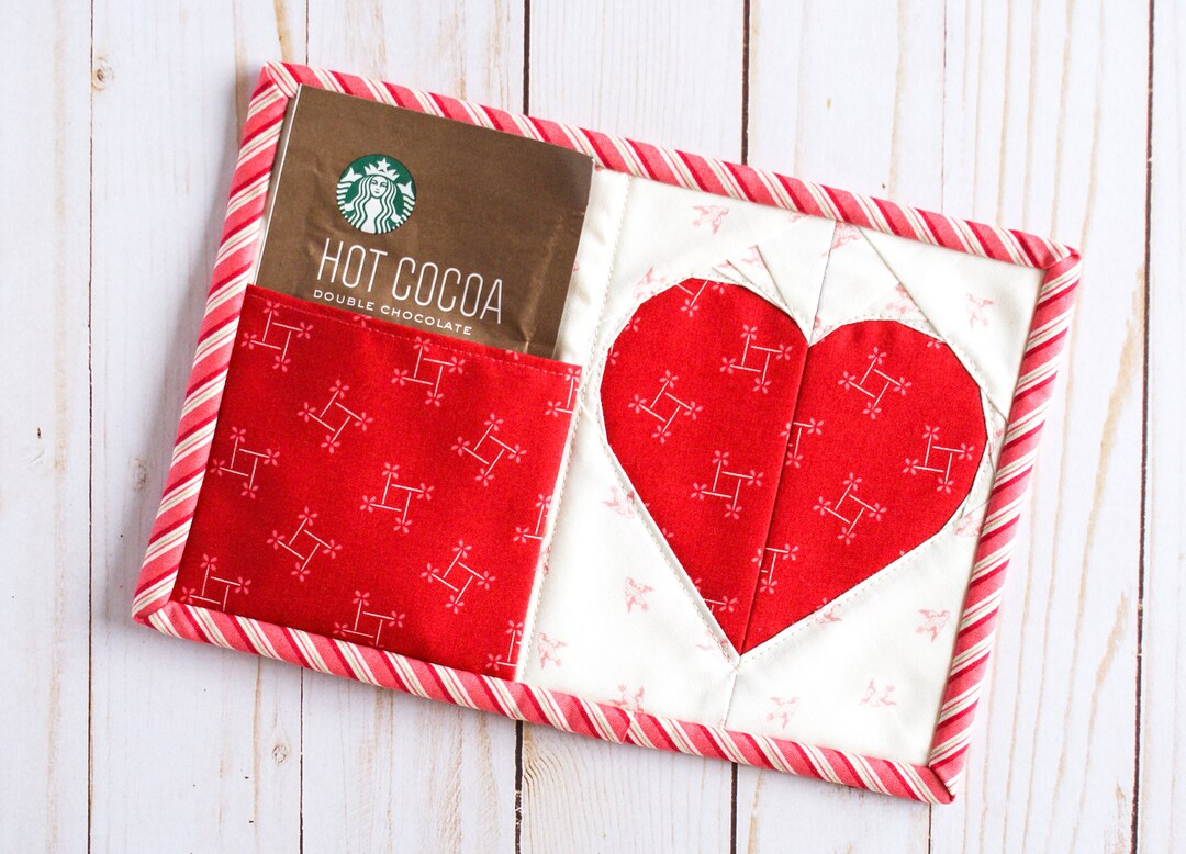 Heart Mug Rug Pattern, Foundation Paper Piecing, Valentines, Gift ...