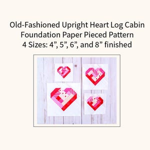 Old-fashioned Upright Log Cabin Heart, Quilt Block, Foundation Paper ...